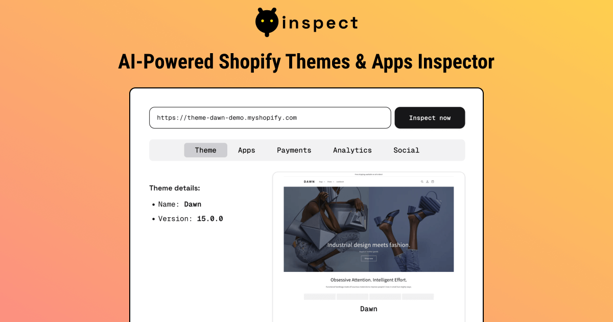 Shopify Store Inspector | Inspect the theme, apps, and tools instantly